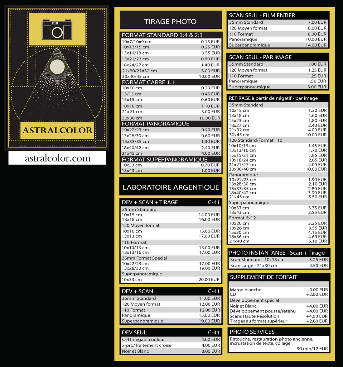 TARIFS – Astralcolor